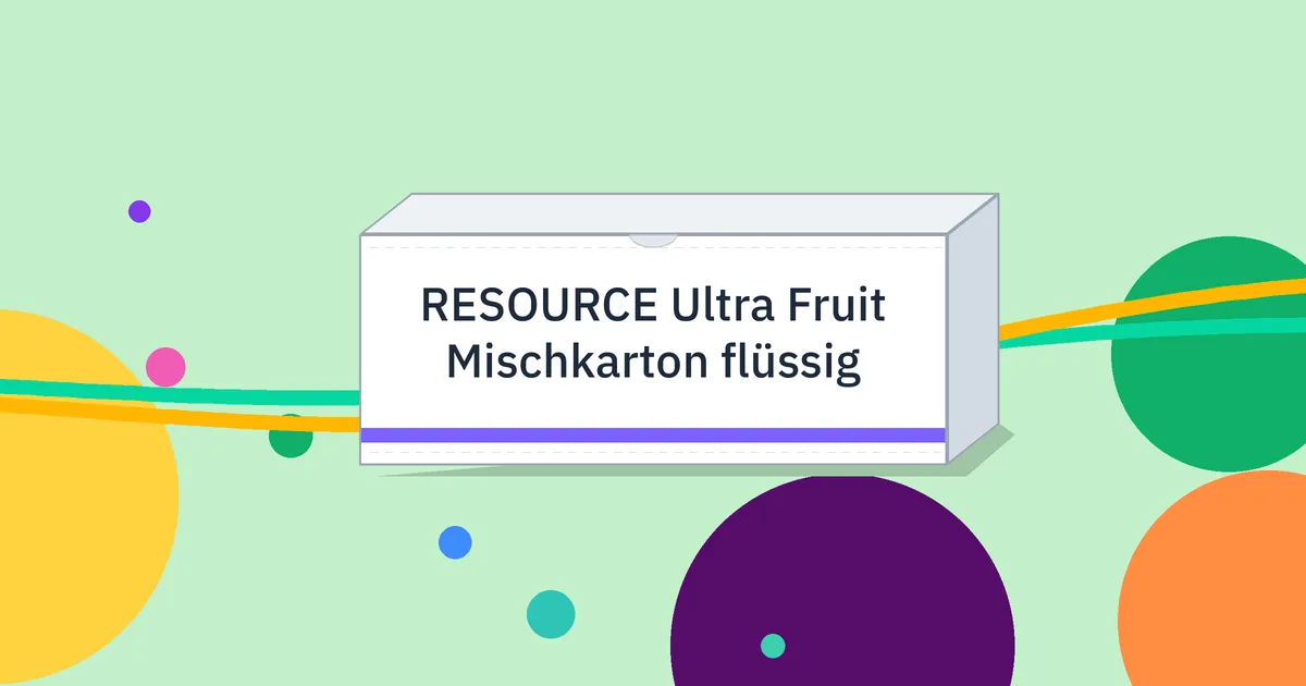 Symbolbild: Packung mit der Aufschrift RESOURCE Ultra Fruit Mischkarton flüssig (PZN 19750399) – Verfügbarkeit und Bezug in Apotheken in Frankfurt am Main