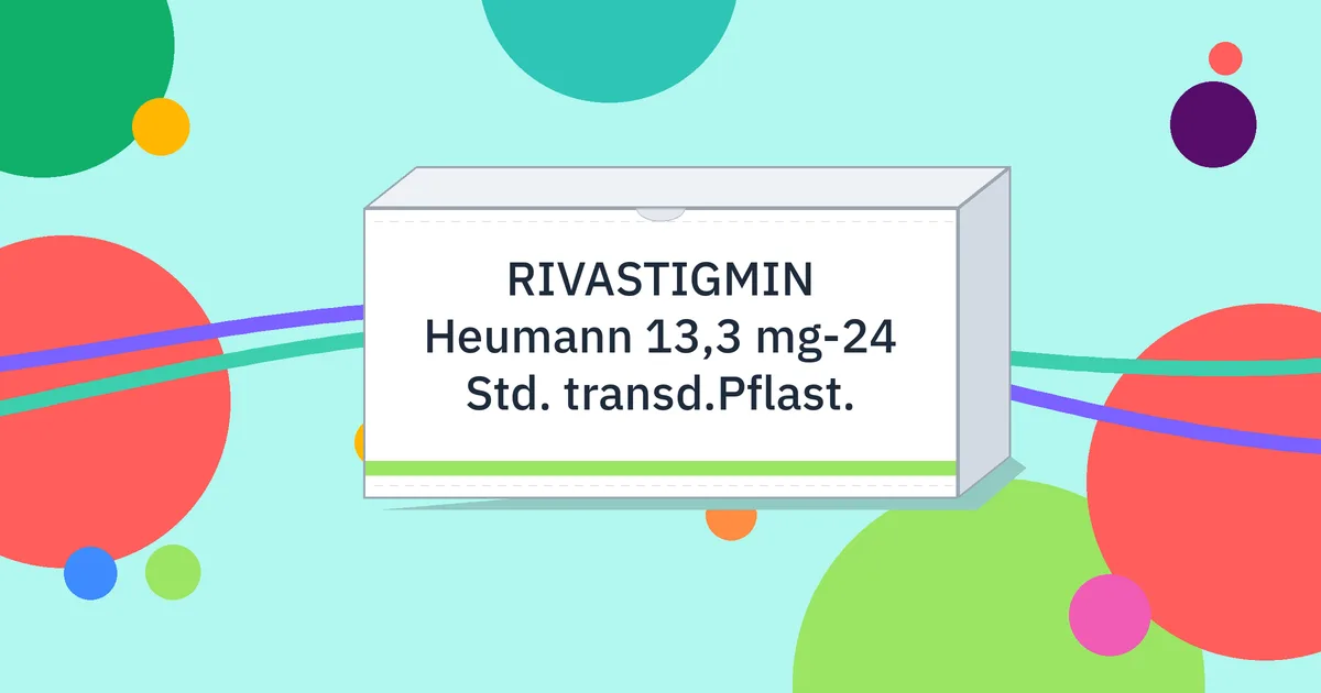 Symbolbild: Packung mit der Aufschrift RIVASTIGMIN Heumann 13,3 mg-24 Std. transd.Pflast. (PZN 11336045) – Verfügbarkeit und Bezug in Apotheken in Frankfurt am Main