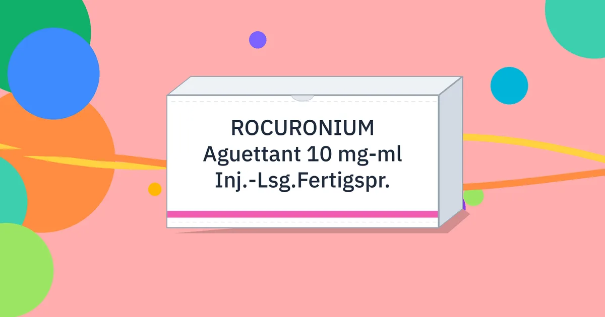Symbolbild: Packung mit der Aufschrift ROCURONIUM Aguettant 10 mg-ml Inj.-Lsg.Fertigspr. (PZN 18782664) – Verfügbarkeit und Bezug in Apotheken in Frankfurt am Main