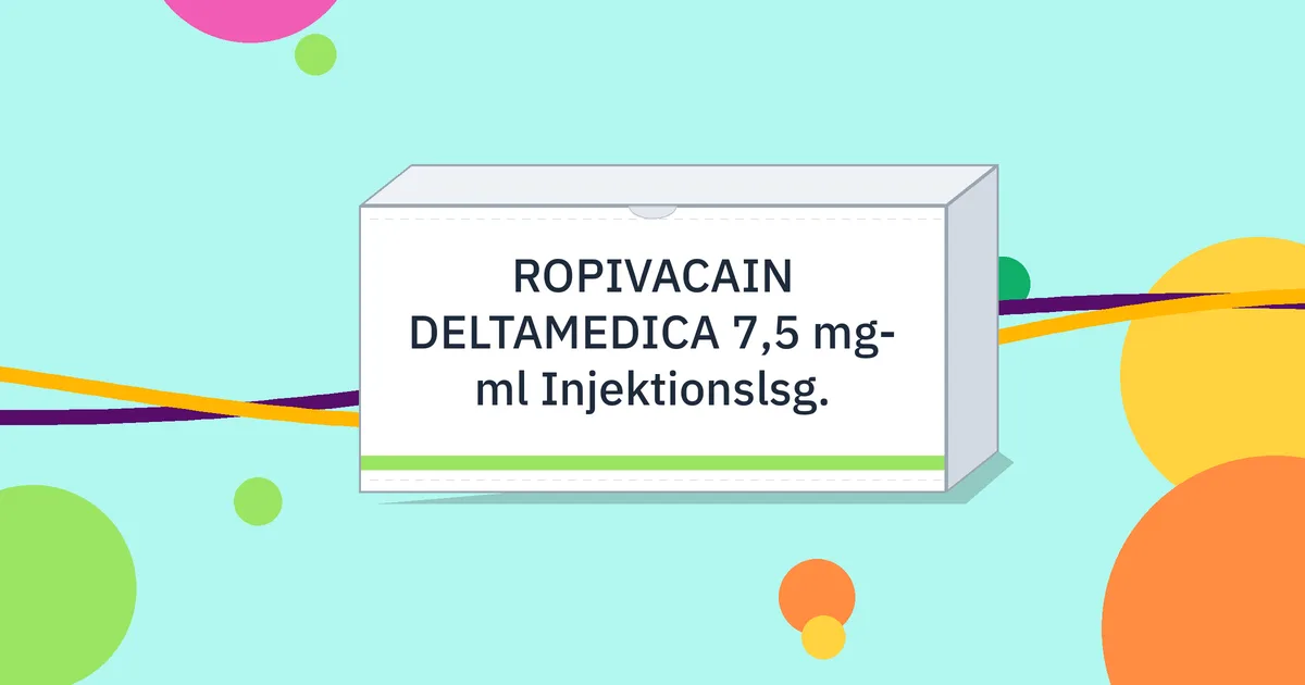 Symbolbild: Packung mit der Aufschrift ROPIVACAIN DELTAMEDICA 7,5 mg-ml Injektionslsg. (PZN 13158205) – Verfügbarkeit und Bezug in Apotheken in Frankfurt am Main