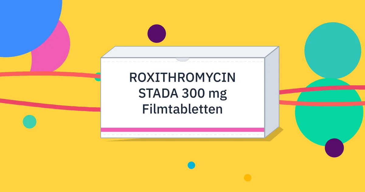 Symbolbild: Packung mit der Aufschrift ROXITHROMYCIN STADA 300 mg Filmtabletten (PZN 01415803) – Verfügbarkeit und Bezug in Apotheken in Frankfurt am Main
