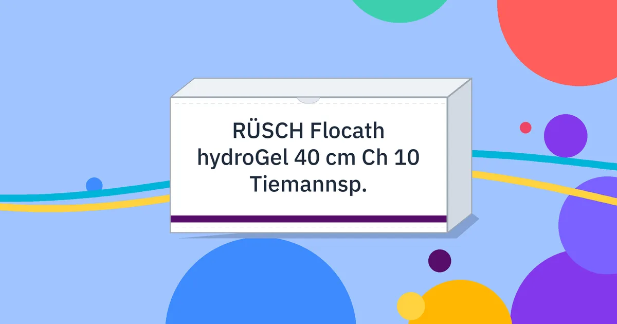 Symbolbild: Packung mit der Aufschrift RÜSCH Flocath hydroGel 40 cm Ch 10 Tiemannsp. (PZN 02163686) – Verfügbarkeit und Bezug in Apotheken in Frankfurt am Main