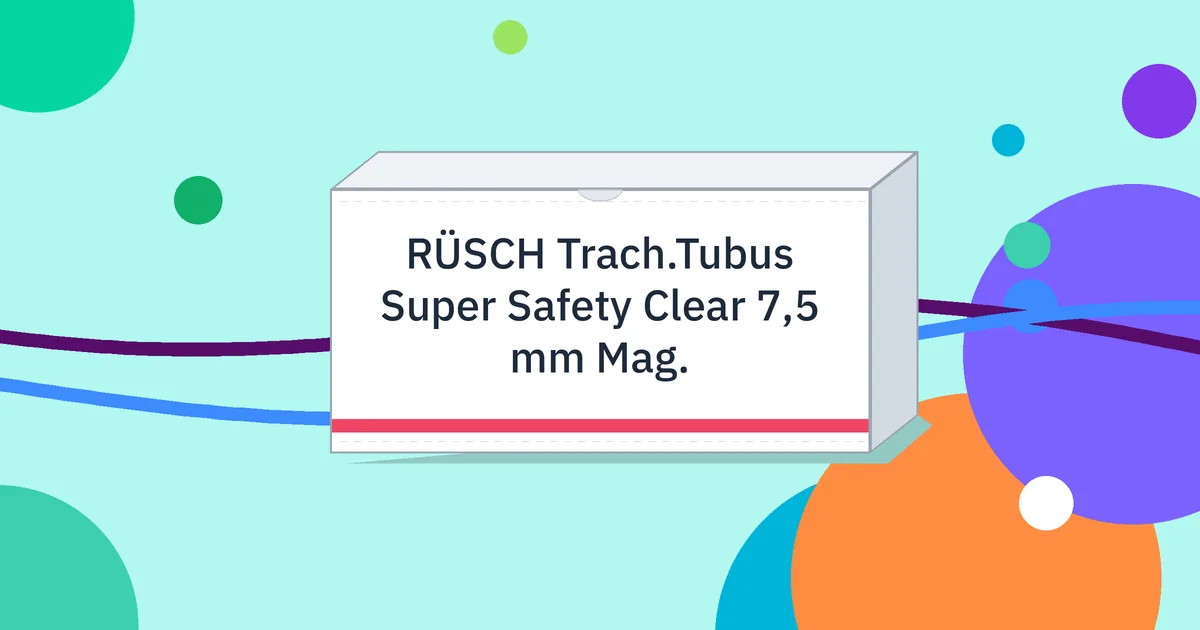 Symbolbild: Packung mit der Aufschrift RÜSCH Trach.Tubus Super Safety Clear 7,5 mm Mag. (PZN 04248346) – Verfügbarkeit und Bezug in Apotheken in Frankfurt am Main