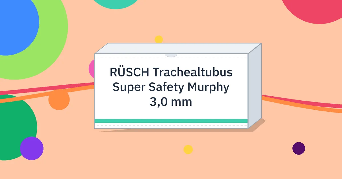 Symbolbild: Packung mit der Aufschrift RÜSCH Trachealtubus Super Safety Murphy 3,0 mm (PZN 07421124) – Verfügbarkeit und Bezug in Apotheken in Frankfurt am Main