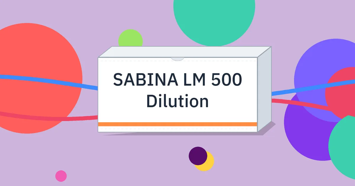 Symbolbild: Packung mit der Aufschrift SABINA LM 500 Dilution (PZN 13694412) – Verfügbarkeit und Bezug in Apotheken in Frankfurt am Main