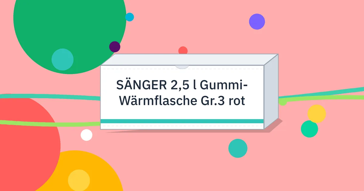 Symbolbild: Packung mit der Aufschrift SÄNGER 2,5 l Gummi-Wärmflasche Gr.3 rot (PZN 02189786) – Verfügbarkeit und Bezug in Apotheken in Frankfurt am Main