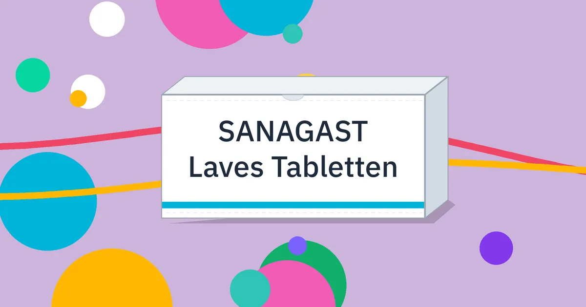 Symbolbild: Packung mit der Aufschrift SANAGAST Laves Tabletten (PZN 07146273) – Verfügbarkeit und Bezug in Apotheken in Frankfurt am Main