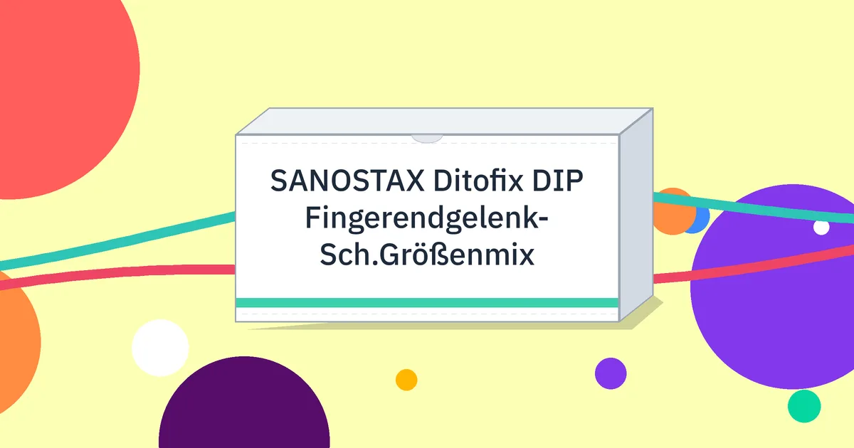 Symbolbild: Packung mit der Aufschrift SANOSTAX Ditofix DIP Fingerendgelenk-Sch.Größenmix (PZN 11604729) – Verfügbarkeit und Bezug in Apotheken in Frankfurt am Main