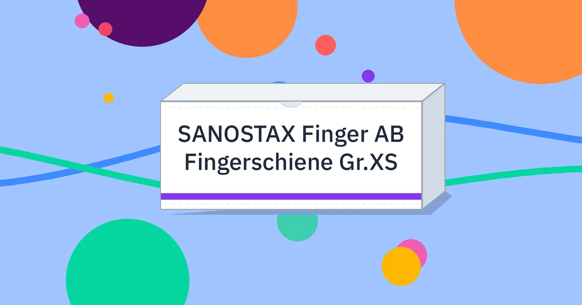 Symbolbild: Packung mit der Aufschrift SANOSTAX Finger AB Fingerschiene Gr.XS (PZN 10268927) – Verfügbarkeit und Bezug in Apotheken in Frankfurt am Main