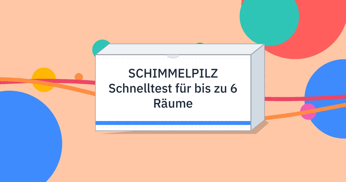 Symbolbild: Packung mit der Aufschrift SCHIMMELPILZ Schnelltest für bis zu 6 Räume (PZN 12580072) – Verfügbarkeit und Bezug in Apotheken in Frankfurt am Main