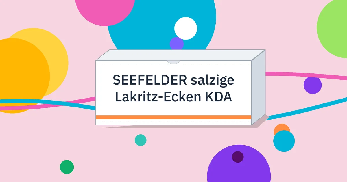 Symbolbild: Packung mit der Aufschrift SEEFELDER salzige Lakritz-Ecken KDA (PZN 05118893) – Verfügbarkeit und Bezug in Apotheken in Frankfurt am Main