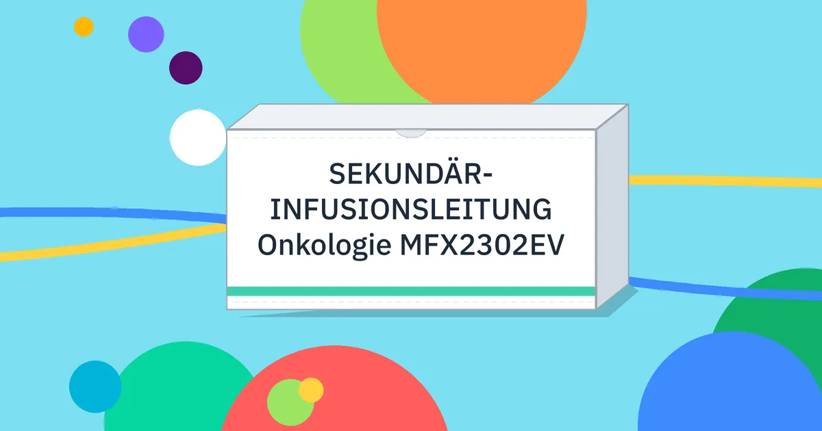 Symbolbild: Packung mit der Aufschrift SEKUNDÄR-INFUSIONSLEITUNG Onkologie MFX2302EV (PZN 13655932) – Verfügbarkeit und Bezug in Apotheken in Frankfurt am Main