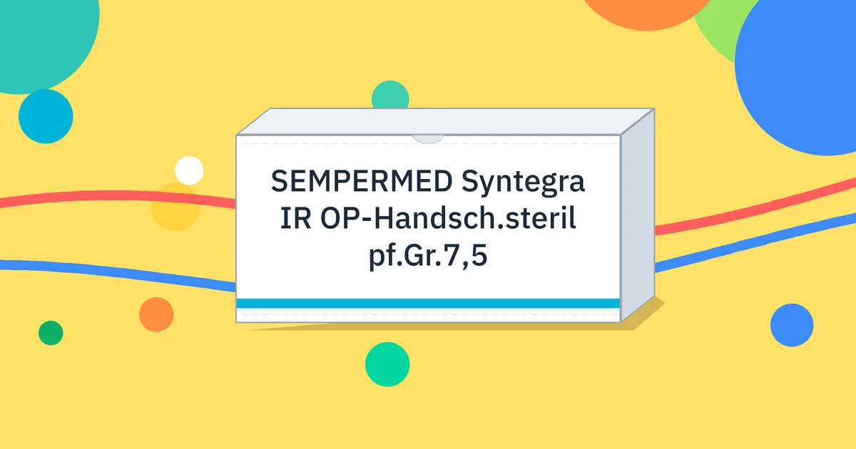 Symbolbild: Packung mit der Aufschrift SEMPERMED Syntegra IR OP-Handsch.steril pf.Gr.7,5 (PZN 15865734) – Verfügbarkeit und Bezug in Apotheken in Frankfurt am Main