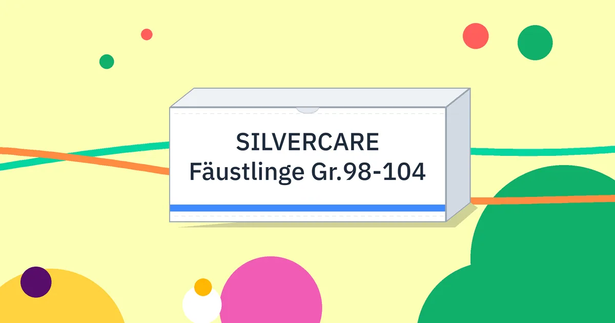Symbolbild: Packung mit der Aufschrift SILVERCARE Fäustlinge Gr.98-104 (PZN 09271054) – Verfügbarkeit und Bezug in Apotheken in Frankfurt am Main