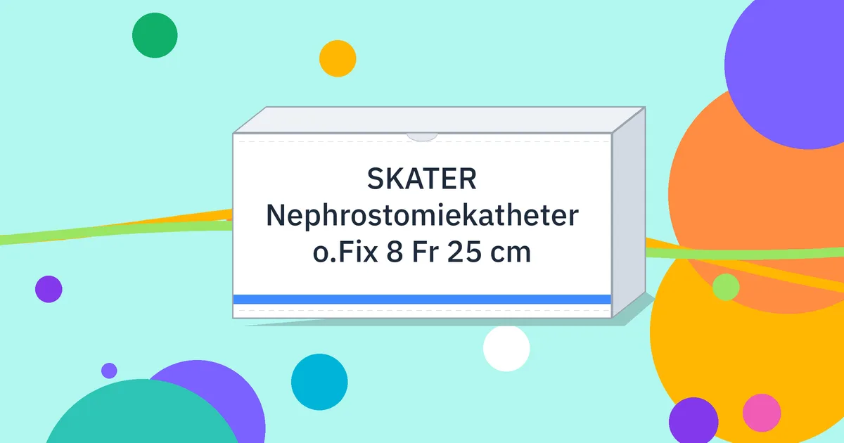 Symbolbild: Packung mit der Aufschrift SKATER Nephrostomiekatheter o.Fix 8 Fr 25 cm (PZN 06769894) – Verfügbarkeit und Bezug in Apotheken in Frankfurt am Main