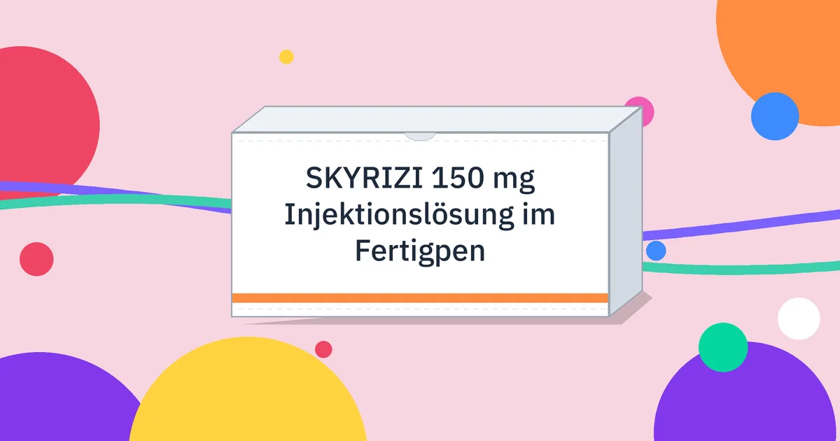 Symbolbild: Packung mit der Aufschrift SKYRIZI 150 mg Injektionslösung im Fertigpen (PZN 17895716) – Verfügbarkeit und Bezug in Apotheken in Frankfurt am Main