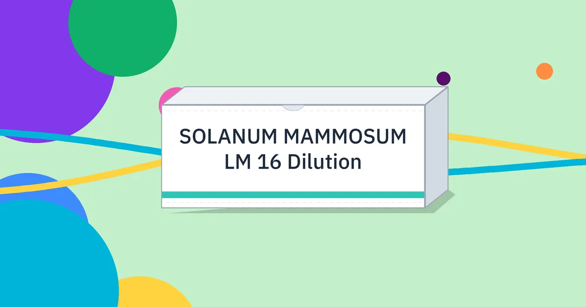 Symbolbild: Packung mit der Aufschrift SOLANUM MAMMOSUM LM 16 Dilution (PZN 13192449) – Verfügbarkeit und Bezug in Apotheken in Frankfurt am Main