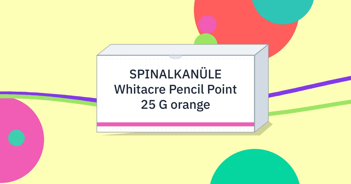 Symbolbild: Packung mit der Aufschrift SPINALKANÜLE Whitacre Pencil Point 25 G orange (PZN 02295040) – Verfügbarkeit und Bezug in Apotheken in Frankfurt am Main