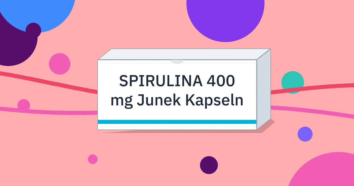 Symbolbild: Packung mit der Aufschrift SPIRULINA 400 mg Junek Kapseln (PZN 20857381) – Verfügbarkeit und Bezug in Apotheken in Frankfurt am Main