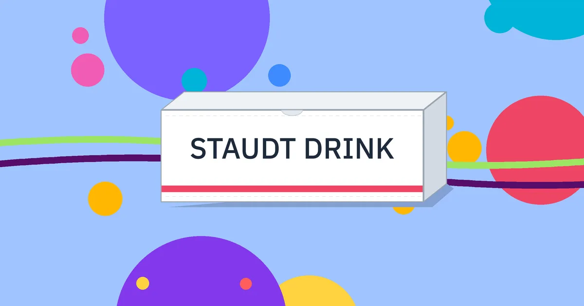 Symbolbild: Packung mit der Aufschrift STAUDT DRINK (PZN 10627409) – Verfügbarkeit und Bezug in Apotheken in Frankfurt am Main