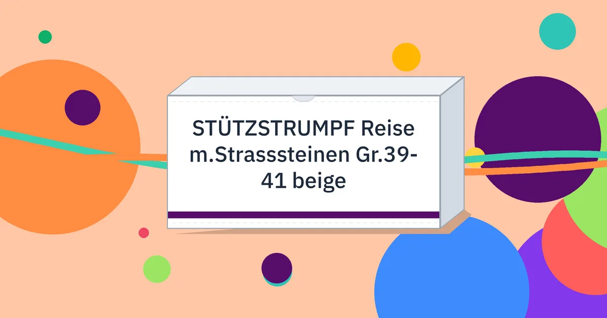 Symbolbild: Packung mit der Aufschrift STÜTZSTRUMPF Reise m.Strasssteinen Gr.39-41 beige (PZN 16515172) – Verfügbarkeit und Bezug in Apotheken in Frankfurt am Main