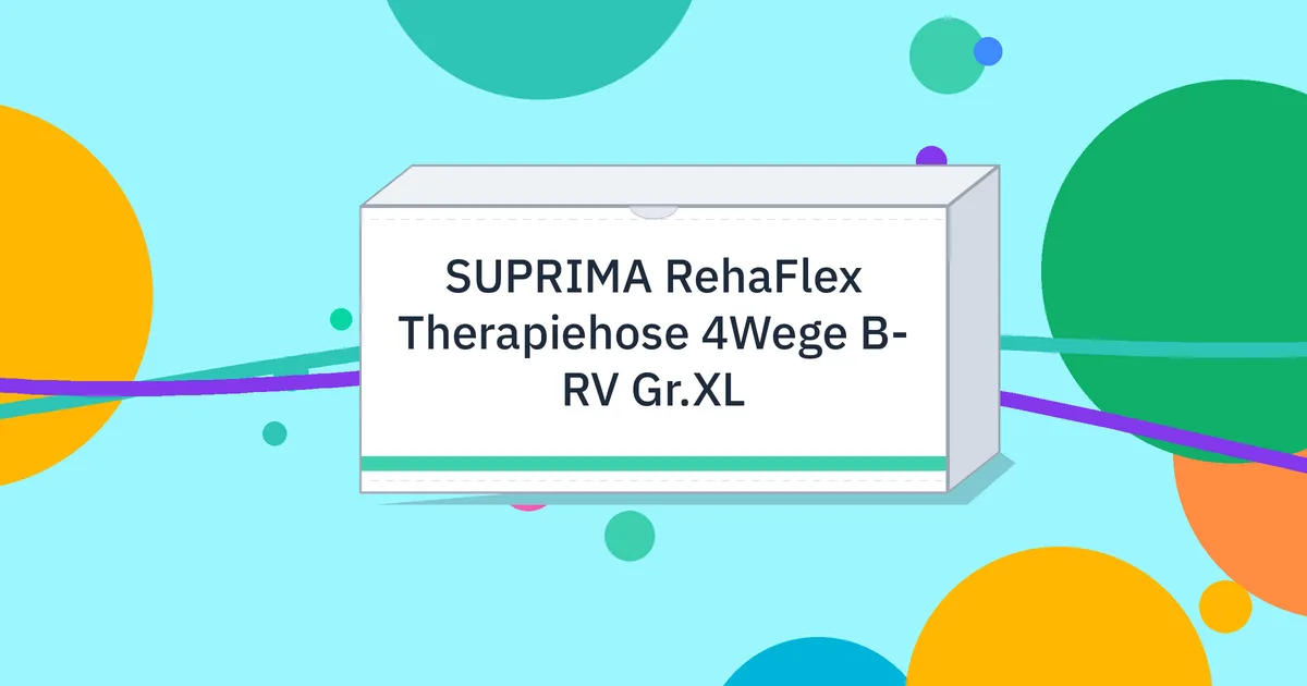 Symbolbild: Packung mit der Aufschrift SUPRIMA RehaFlex Therapiehose 4Wege B-RV Gr.XL (PZN 18128605) – Verfügbarkeit und Bezug in Apotheken in Frankfurt am Main