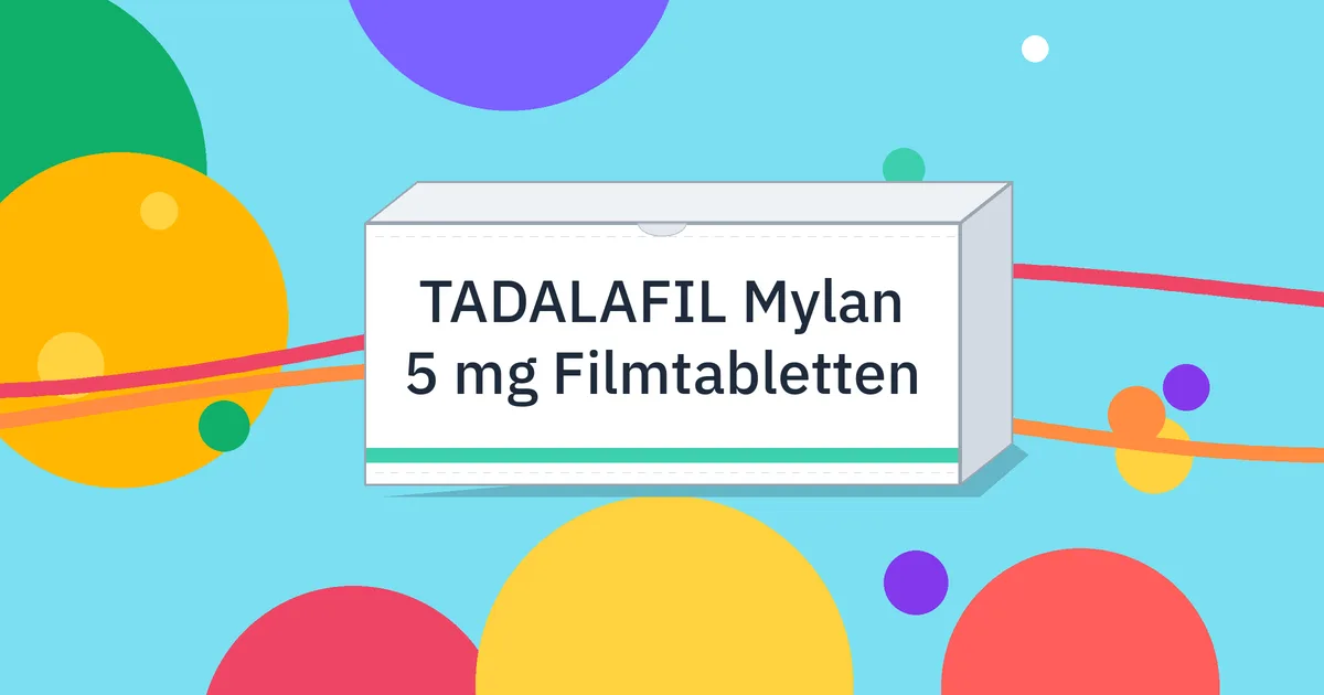 Symbolbild: Packung mit der Aufschrift TADALAFIL Mylan 5 mg Filmtabletten (PZN 12869074) – Verfügbarkeit und Bezug in Apotheken in Frankfurt am Main