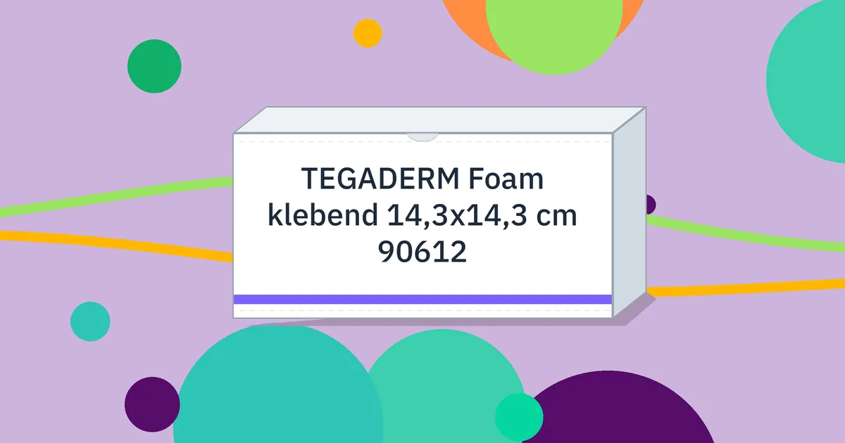 Symbolbild: Packung mit der Aufschrift TEGADERM Foam klebend 14,3x14,3 cm 90612 (PZN 16394745) – Verfügbarkeit und Bezug in Apotheken in Frankfurt am Main