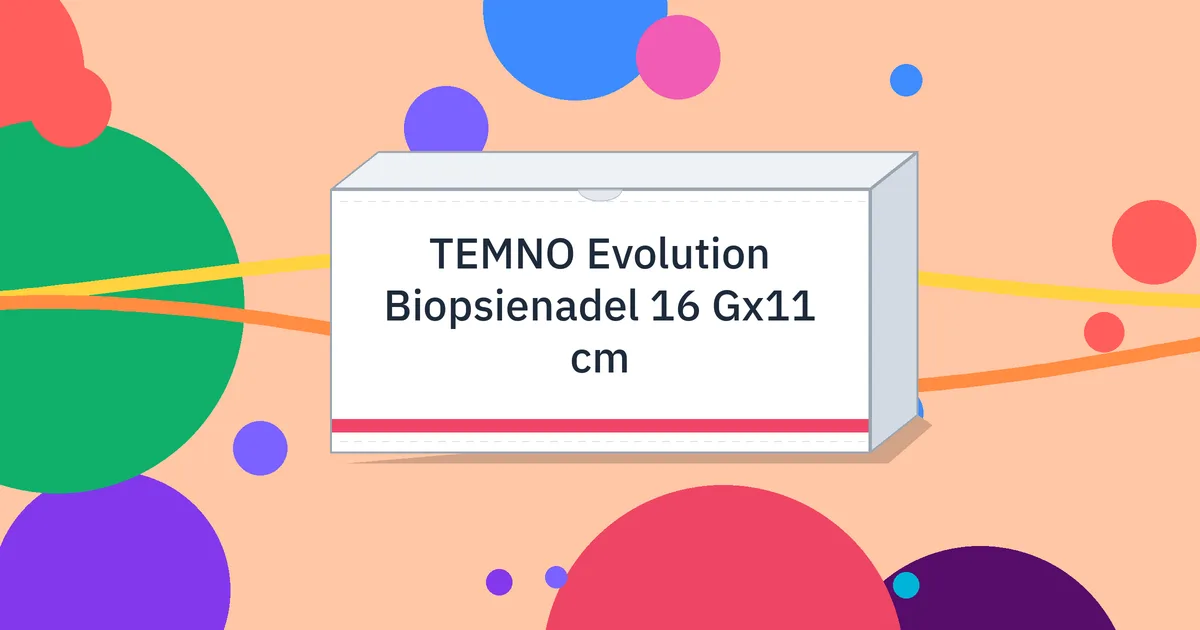 Symbolbild: Packung mit der Aufschrift TEMNO Evolution Biopsienadel 16 Gx11 cm (PZN 18765803) – Verfügbarkeit und Bezug in Apotheken in Frankfurt am Main