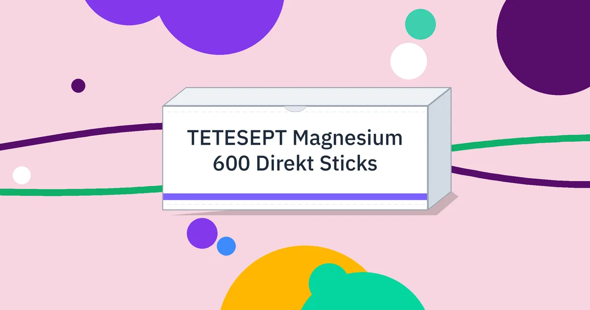 Symbolbild: Packung mit der Aufschrift TETESEPT Magnesium 600 Direkt Sticks (PZN 19421448) – Verfügbarkeit und Bezug in Apotheken in Frankfurt am Main