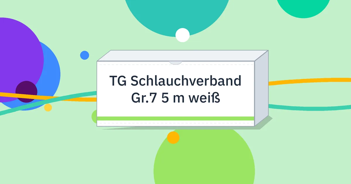 Symbolbild: Packung mit der Aufschrift TG Schlauchverband Gr.7 5 m weiß (PZN 19831301) – Verfügbarkeit und Bezug in Apotheken in Frankfurt am Main