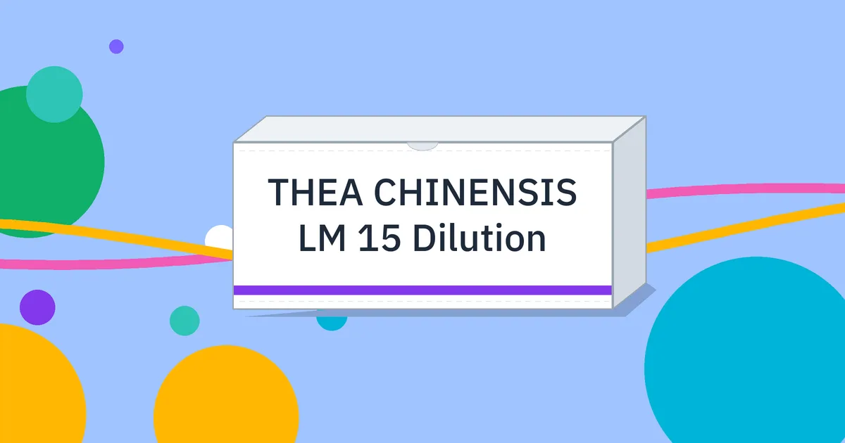 Symbolbild: Packung mit der Aufschrift THEA CHINENSIS LM 15 Dilution (PZN 13219332) – Verfügbarkeit und Bezug in Apotheken in Frankfurt am Main