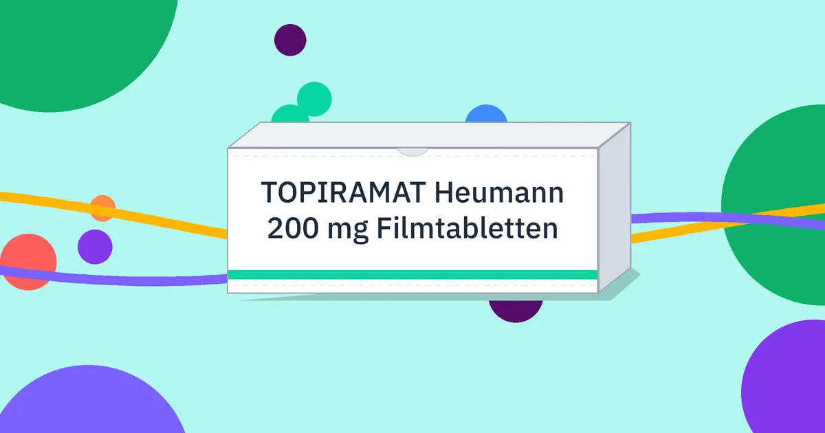 Symbolbild: Packung mit der Aufschrift TOPIRAMAT Heumann 200 mg Filmtabletten (PZN 03327919) – Verfügbarkeit und Bezug in Apotheken in Frankfurt am Main