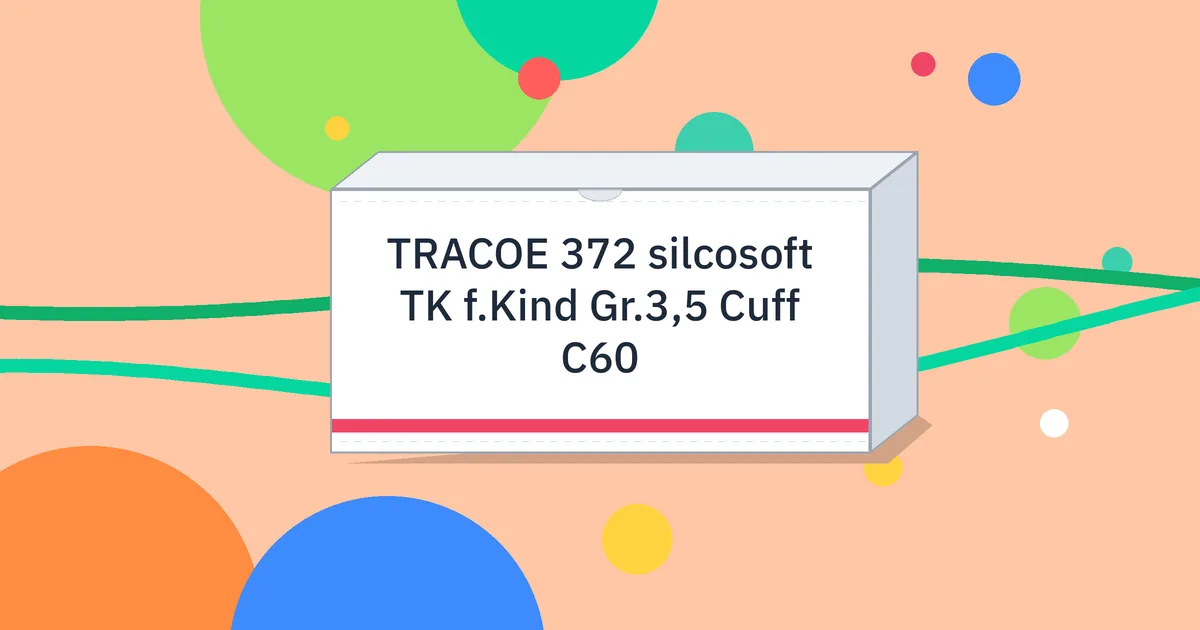 Symbolbild: Packung mit der Aufschrift TRACOE 372 silcosoft TK f.Kind Gr.3,5 Cuff C60 (PZN 14316209) – Verfügbarkeit und Bezug in Apotheken in Frankfurt am Main
