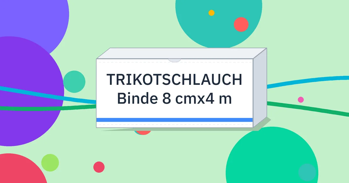 Symbolbild: Packung mit der Aufschrift TRIKOTSCHLAUCH Binde 8 cmx4 m (PZN 03028217) – Verfügbarkeit und Bezug in Apotheken in Frankfurt am Main