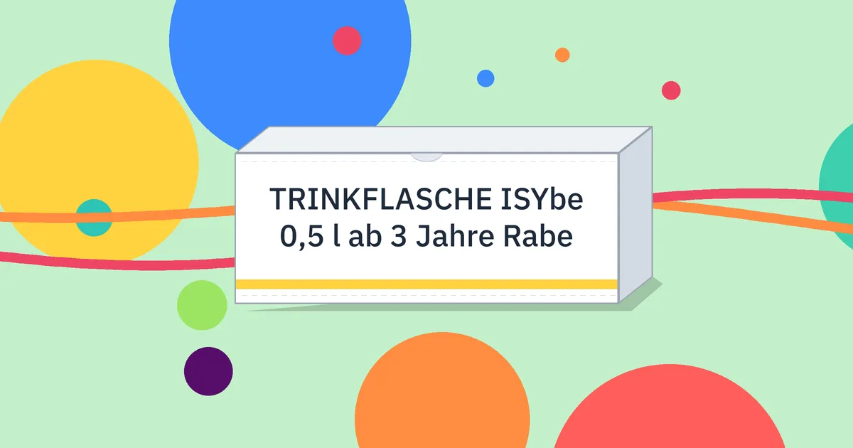Symbolbild: Packung mit der Aufschrift TRINKFLASCHE ISYbe 0,5 l ab 3 Jahre Rabe (PZN 13659841) – Verfügbarkeit und Bezug in Apotheken in Frankfurt am Main