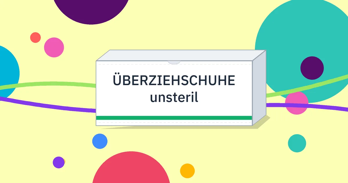 Symbolbild: Packung mit der Aufschrift ÜBERZIEHSCHUHE unsteril (PZN 17578401) – Verfügbarkeit und Bezug in Apotheken in Frankfurt am Main