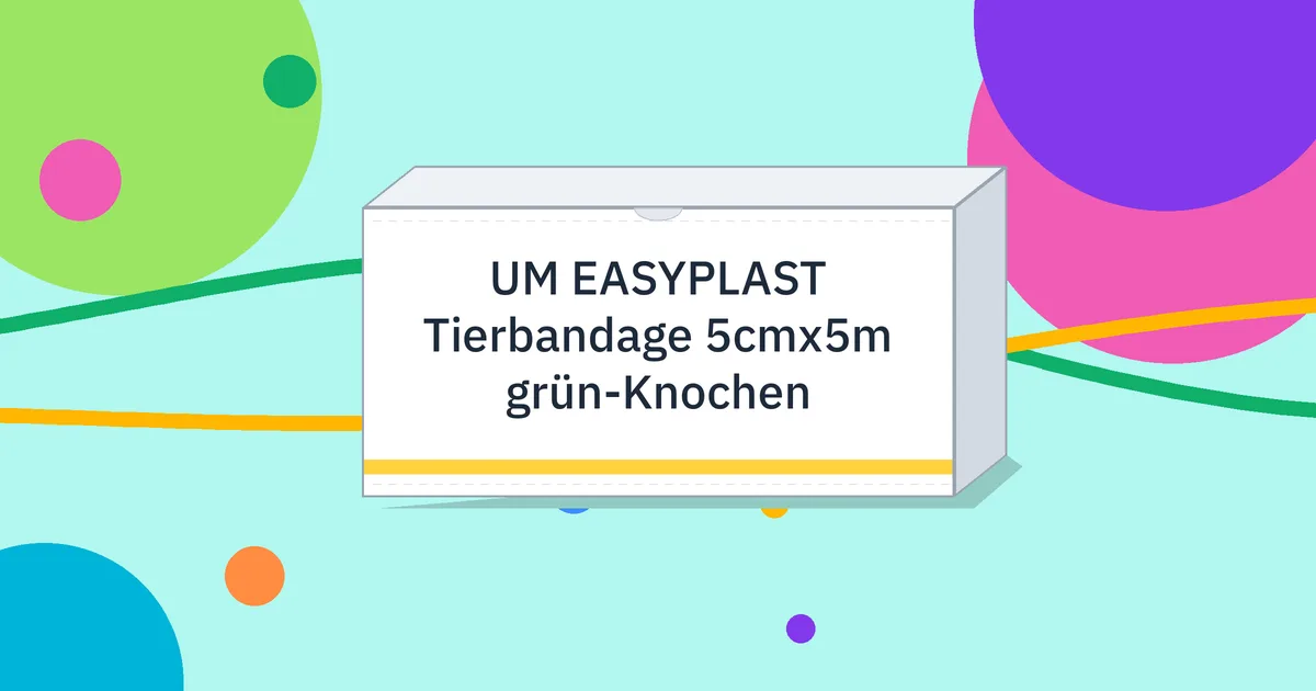 Symbolbild: Packung mit der Aufschrift UM EASYPLAST Tierbandage 5cmx5m grün-Knochen (PZN 19398241) – Verfügbarkeit und Bezug in Apotheken in Frankfurt am Main