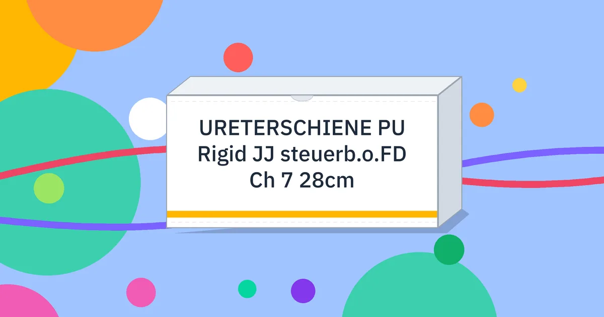 Symbolbild: Packung mit der Aufschrift URETERSCHIENE PU Rigid JJ steuerb.o.FD Ch 7 28cm (PZN 17998534) – Verfügbarkeit und Bezug in Apotheken in Frankfurt am Main