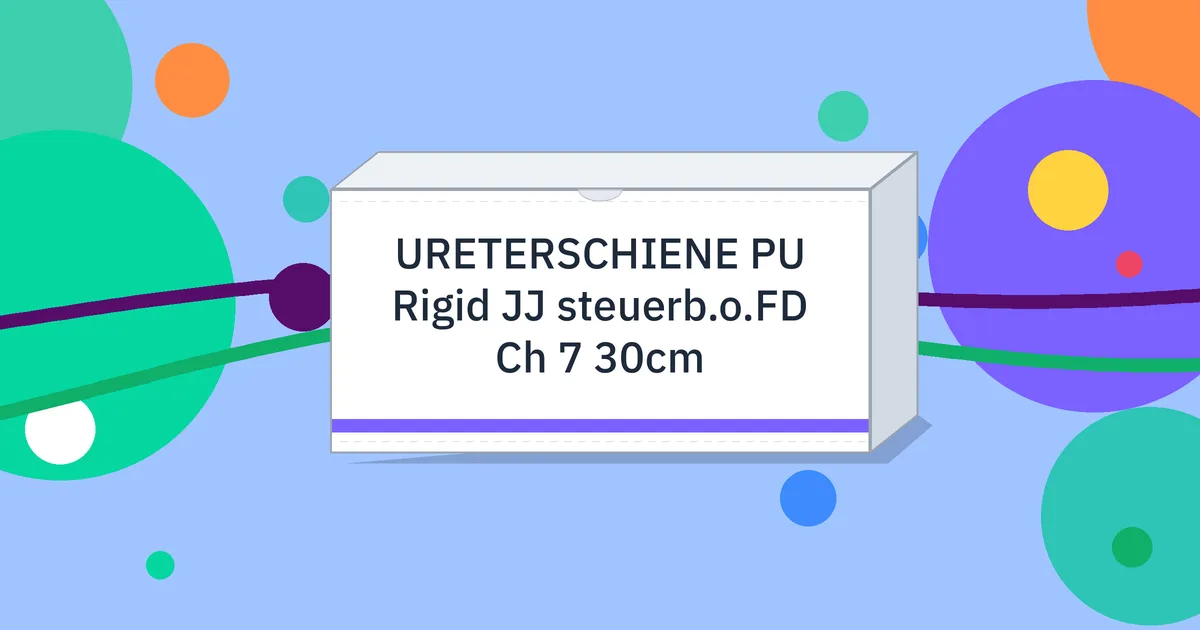 Symbolbild: Packung mit der Aufschrift URETERSCHIENE PU Rigid JJ steuerb.o.FD Ch 7 30cm (PZN 17998540) – Verfügbarkeit und Bezug in Apotheken in Frankfurt am Main