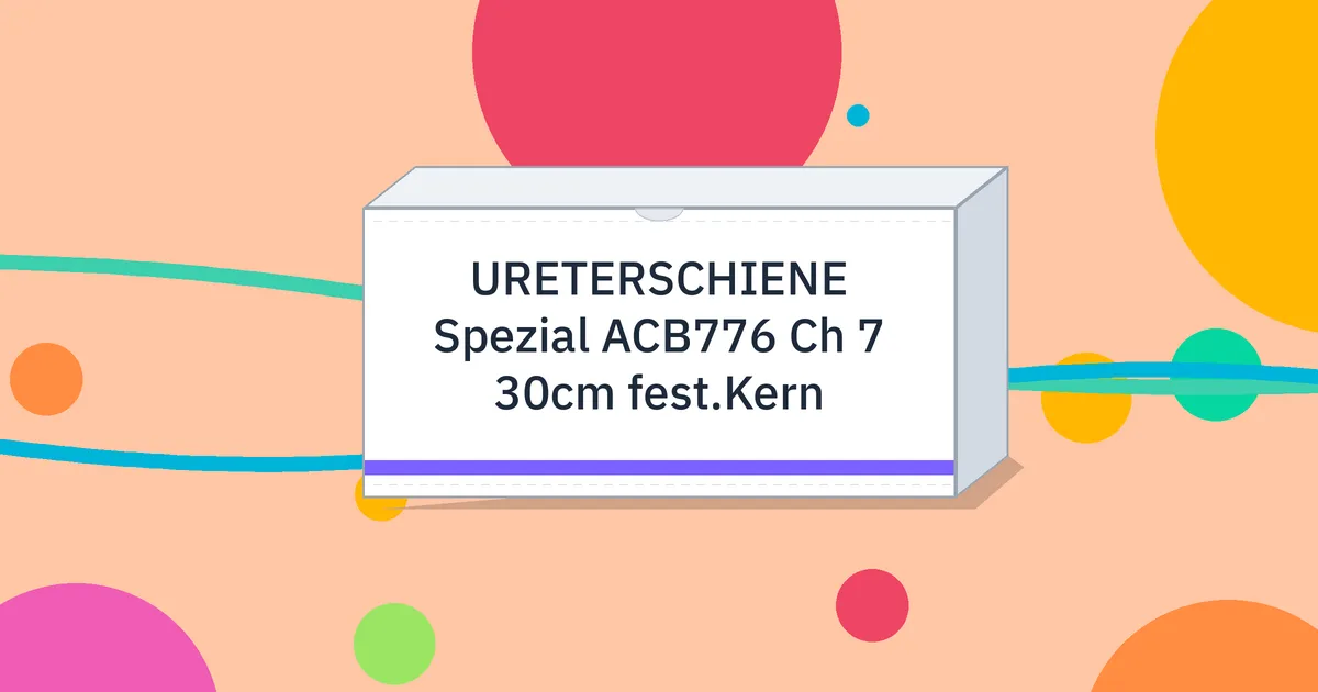 Symbolbild: Packung mit der Aufschrift URETERSCHIENE Spezial ACB776 Ch 7 30cm fest.Kern (PZN 00752697) – Verfügbarkeit und Bezug in Apotheken in Frankfurt am Main