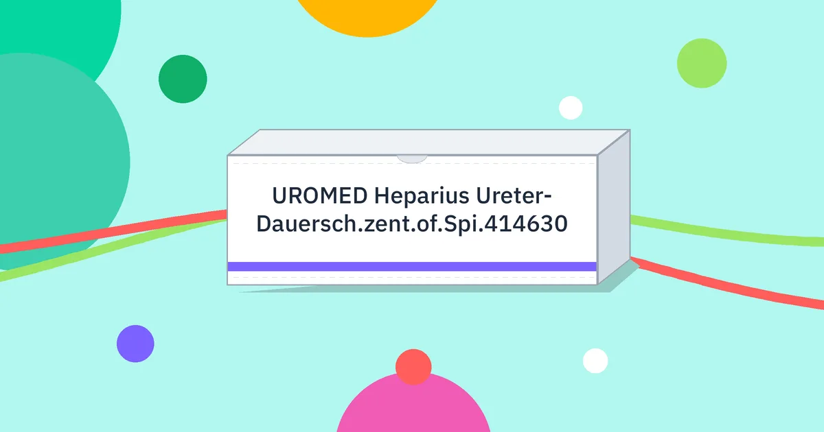 Symbolbild: Packung mit der Aufschrift UROMED Heparius Ureter-Dauersch.zent.of.Spi.414630 (PZN 11370651) – Verfügbarkeit und Bezug in Apotheken in Frankfurt am Main