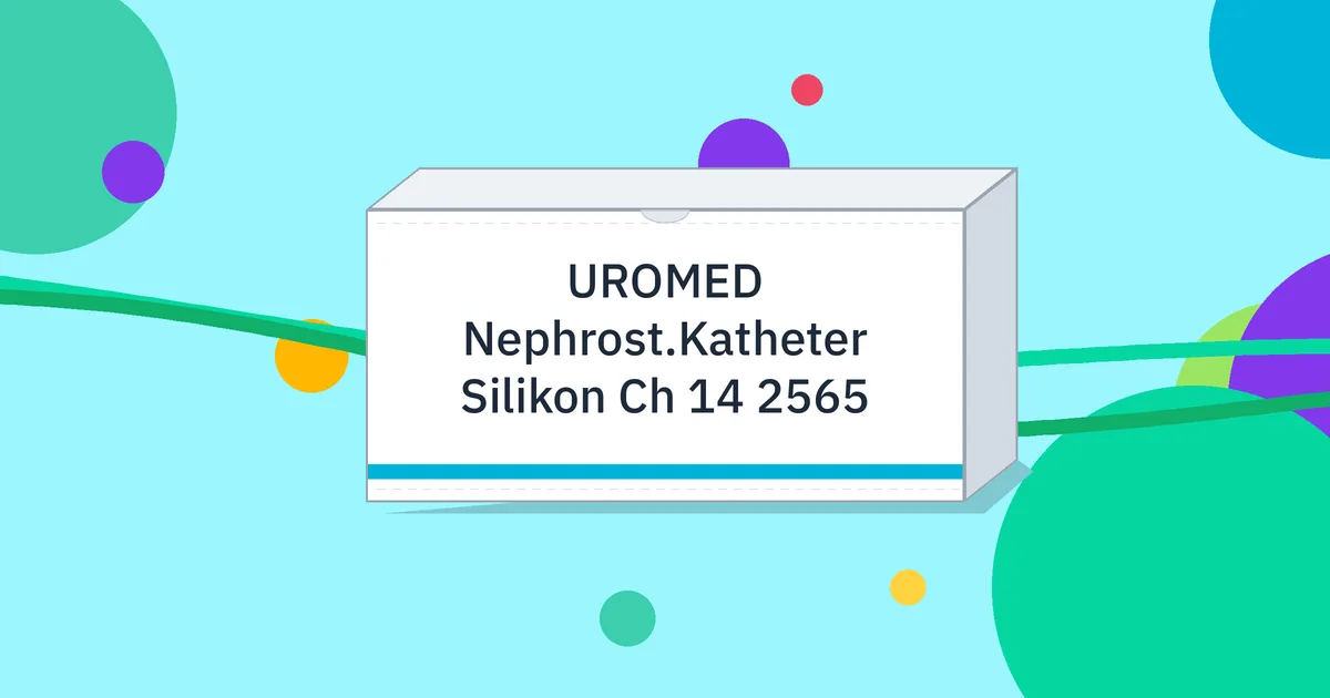 Symbolbild: Packung mit der Aufschrift UROMED Nephrost.Katheter Silikon Ch 14 2565 (PZN 03281241) – Verfügbarkeit und Bezug in Apotheken in Frankfurt am Main