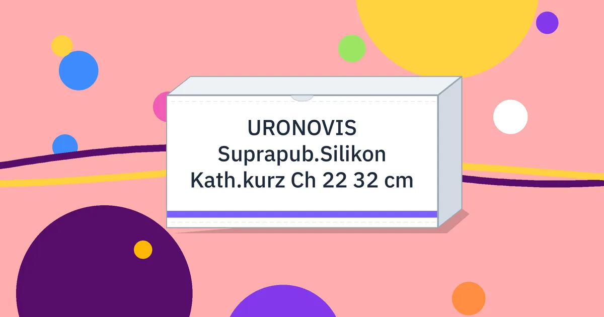 Symbolbild: Packung mit der Aufschrift URONOVIS Suprapub.Silikon Kath.kurz Ch 22 32 cm (PZN 00595915) – Verfügbarkeit und Bezug in Apotheken in Frankfurt am Main
