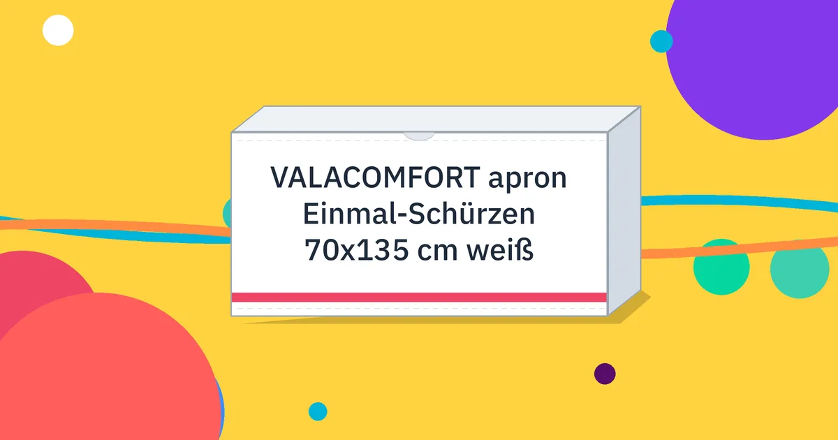 Symbolbild: Packung mit der Aufschrift VALACOMFORT apron Einmal-Schürzen 70x135 cm weiß (PZN 17455584) – Verfügbarkeit und Bezug in Apotheken in Frankfurt am Main