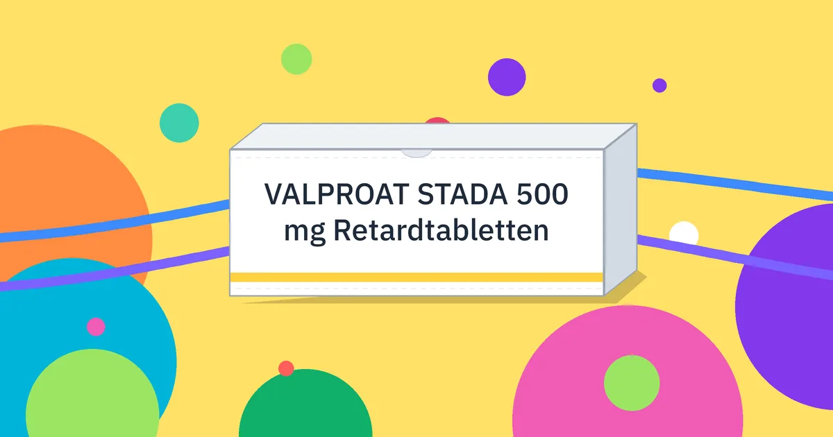 Symbolbild: Packung mit der Aufschrift VALPROAT STADA 500 mg Retardtabletten (PZN 04367140) – Verfügbarkeit und Bezug in Apotheken in Frankfurt am Main
