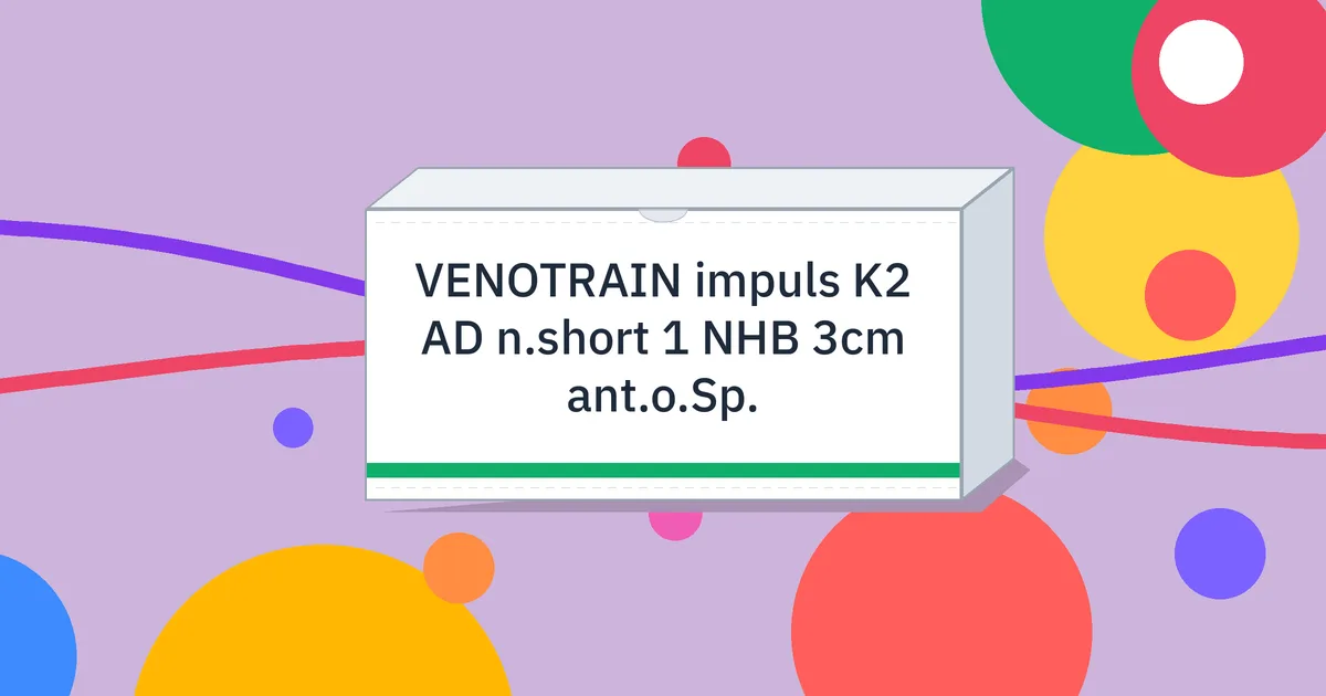 Symbolbild: Packung mit der Aufschrift VENOTRAIN impuls K2 AD n.short 1 NHB 3cm ant.o.Sp. (PZN 15224308) – Verfügbarkeit und Bezug in Apotheken in Frankfurt am Main