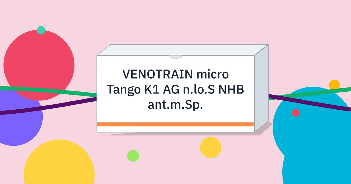 Symbolbild: Packung mit der Aufschrift VENOTRAIN micro Tango K1 AG n.lo.S NHB ant.m.Sp. (PZN 17766108) – Verfügbarkeit und Bezug in Apotheken in Frankfurt am Main