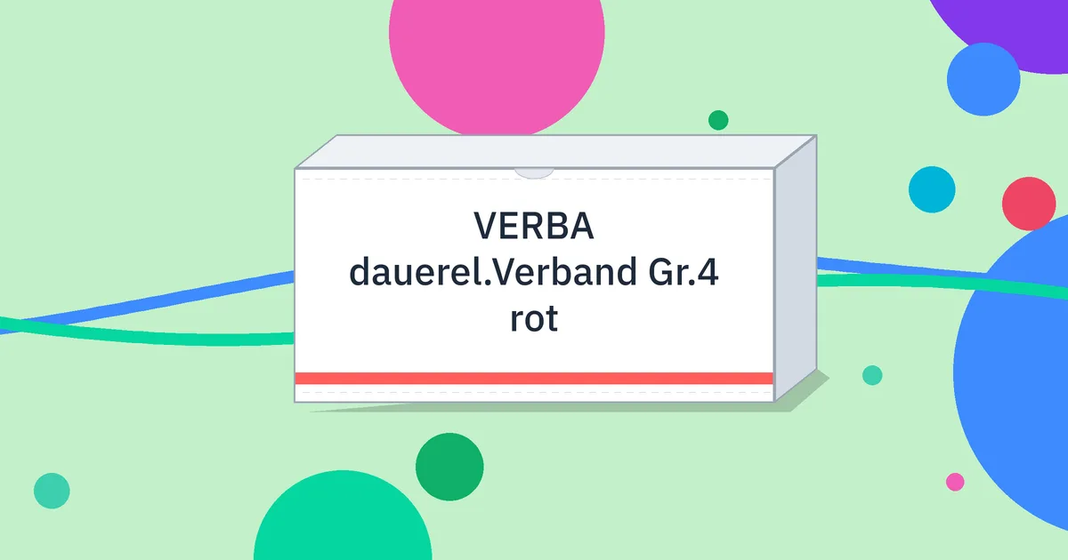 Symbolbild: Packung mit der Aufschrift VERBA dauerel.Verband Gr.4 rot (PZN 01981721) – Verfügbarkeit und Bezug in Apotheken in Frankfurt am Main