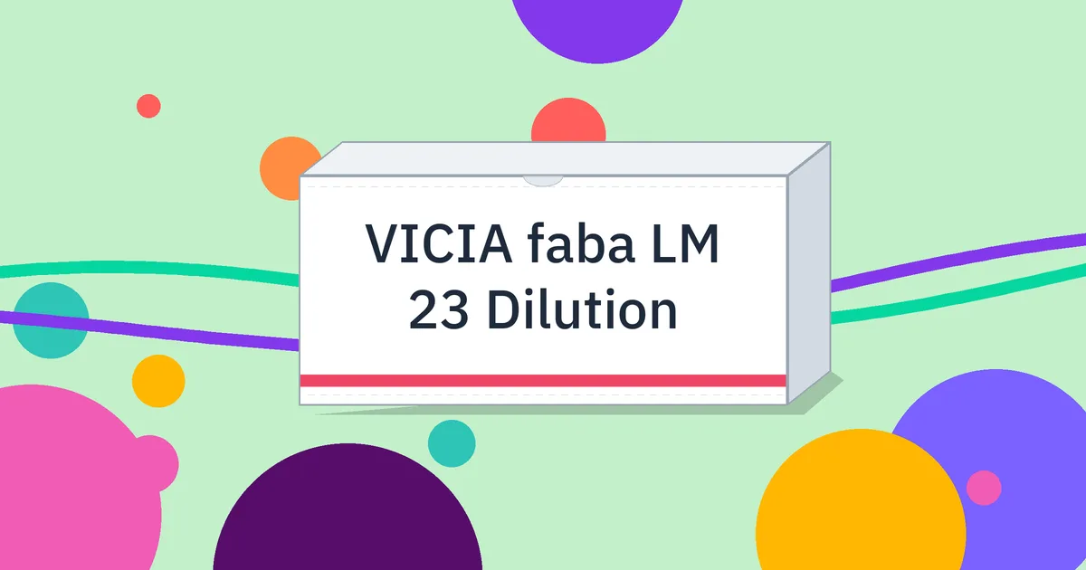 Symbolbild: Packung mit der Aufschrift VICIA faba LM 23 Dilution (PZN 13273001) – Verfügbarkeit und Bezug in Apotheken in Frankfurt am Main